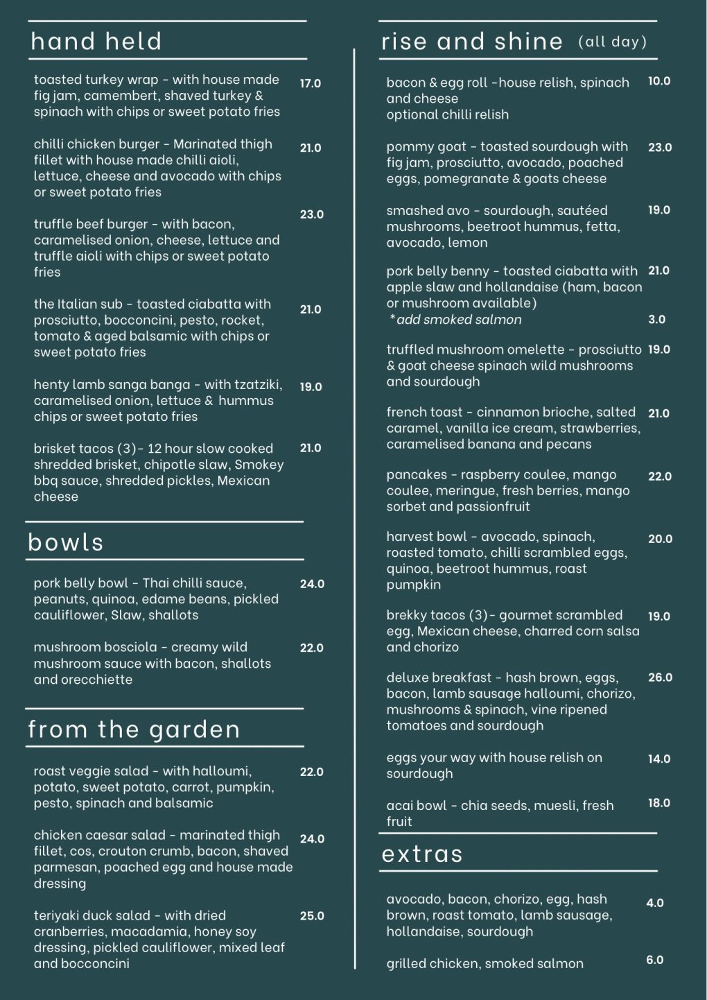 Cafe Menu – Cafe Cornerstone