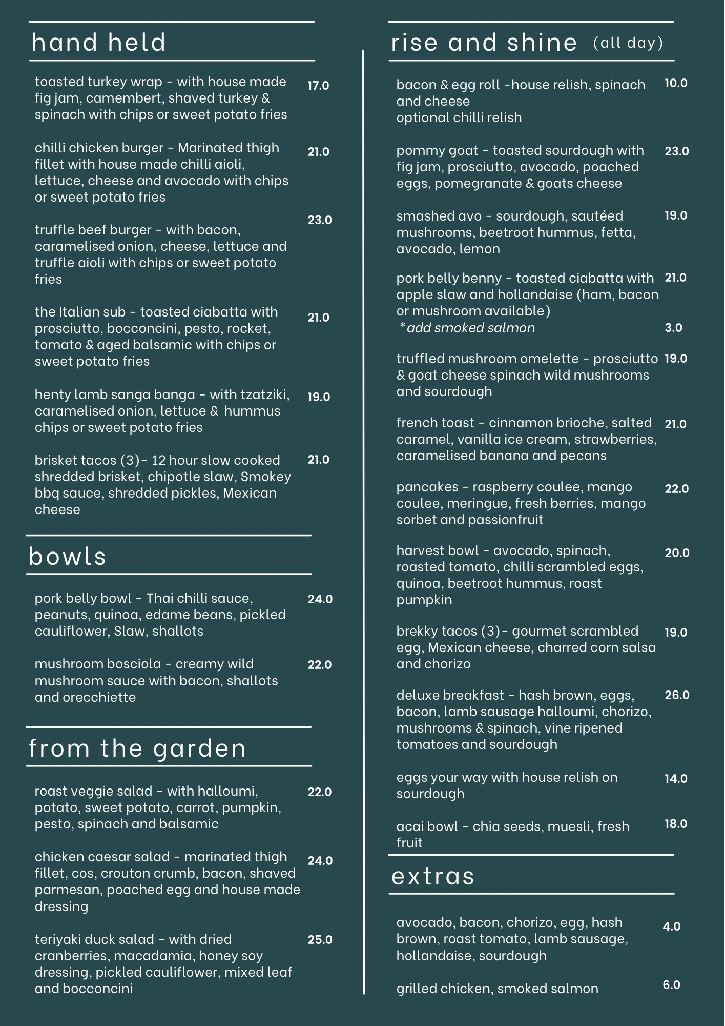 Cafe Menu – Cafe Cornerstone