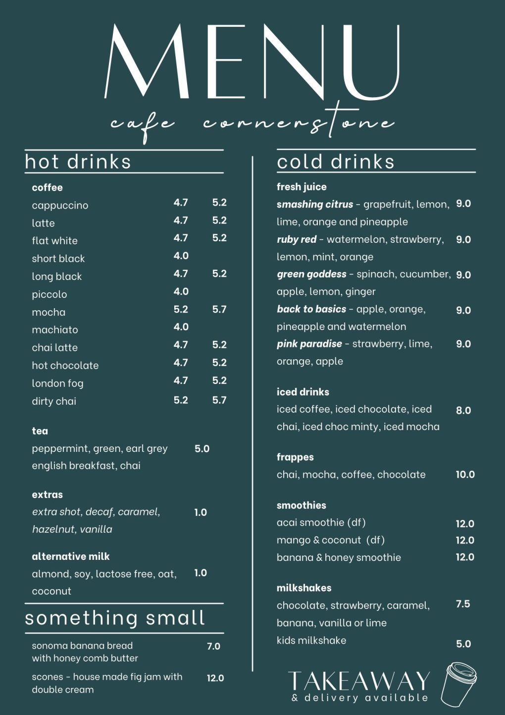 Cafe Menu